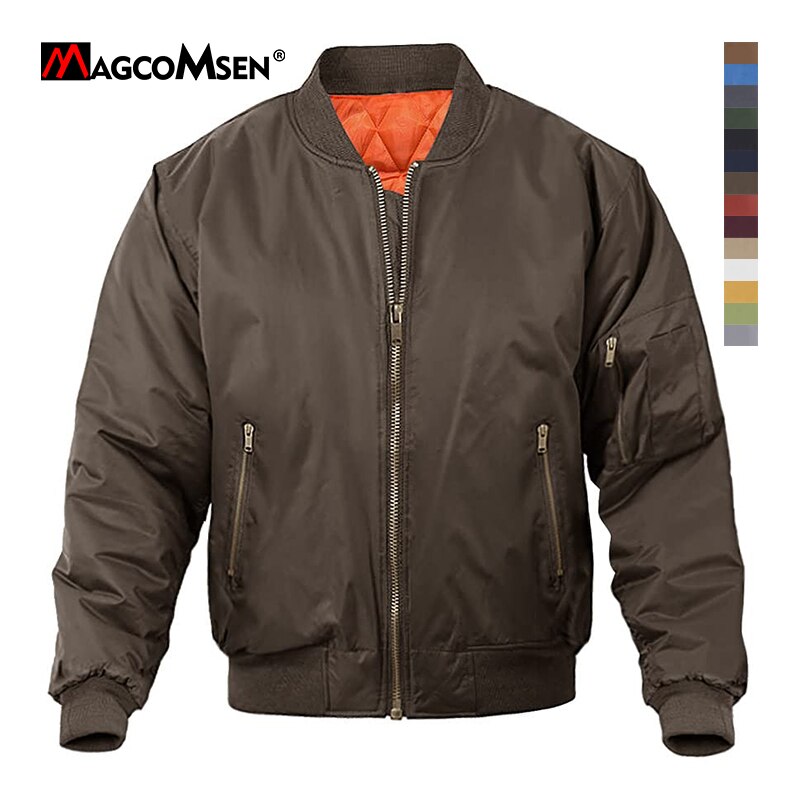 מעילי בומבר במשקל כבד של magcomsen גברים סתיו חורף ז'קט מרופד חם מרופד ...